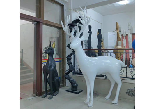 Public Art Animal Statue Fiberglass White Deer Sculpture For Outdoor ...