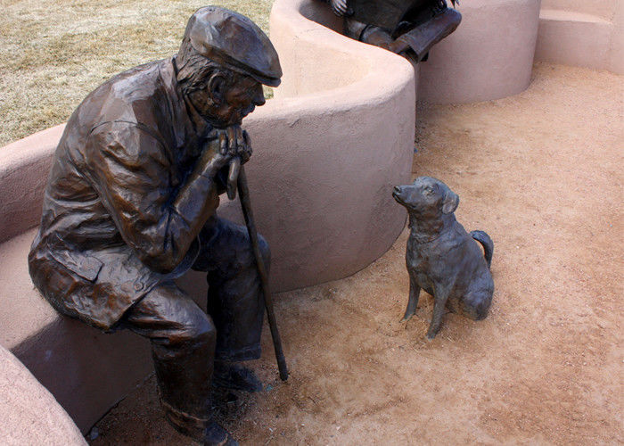 Old Man And Dog Bronze Statue For Home Garden Public Decoration