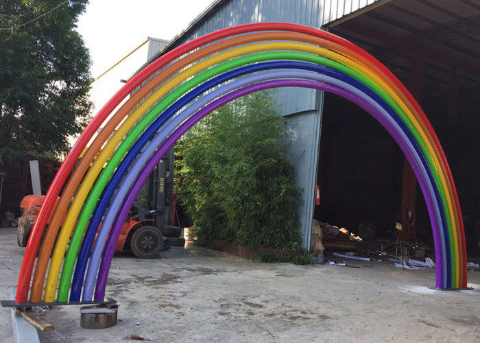 Large Garden Stainless Steel Sculpture Colorful Metal Rainbow Sculpture